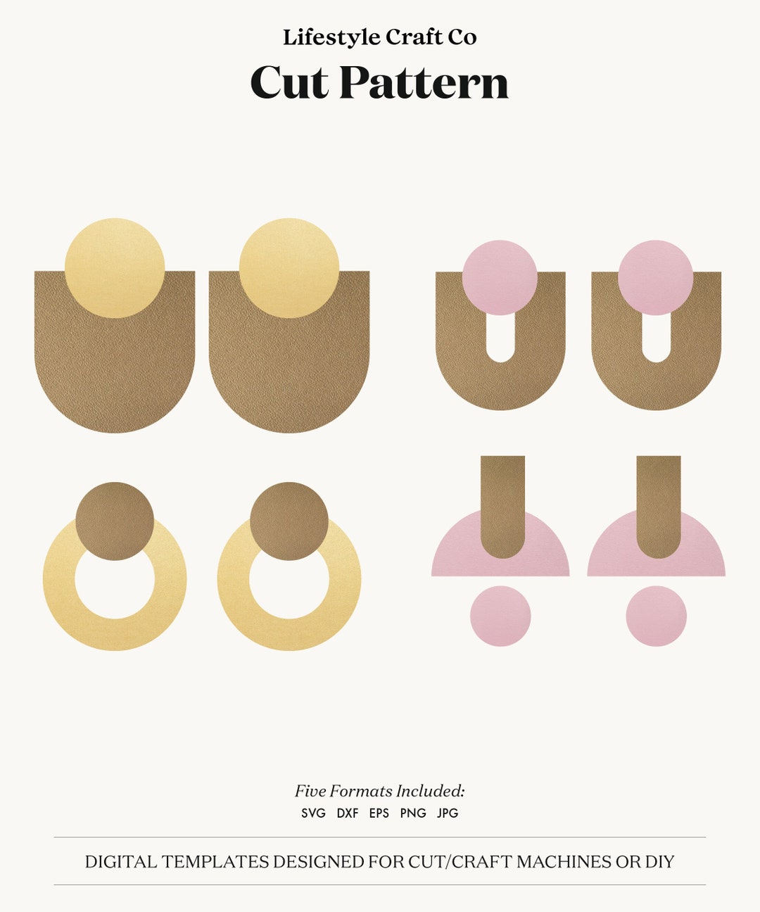 Earrings SVG Joined Earrings Template SVG, Leather Earrings, Earring ...