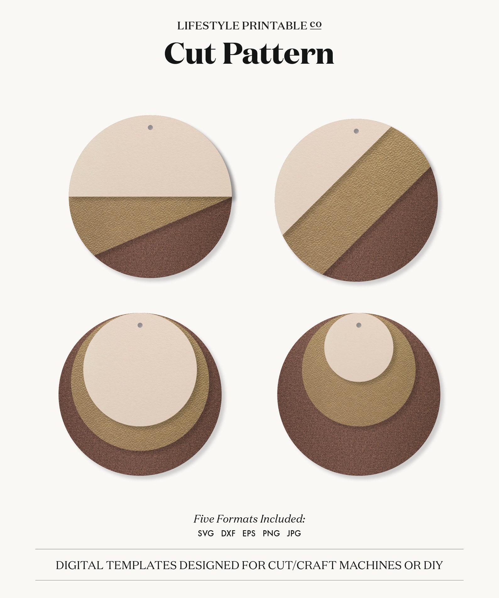 Round Stacked Earrings SVG, Circle Earring Template, Leather Earrings ...