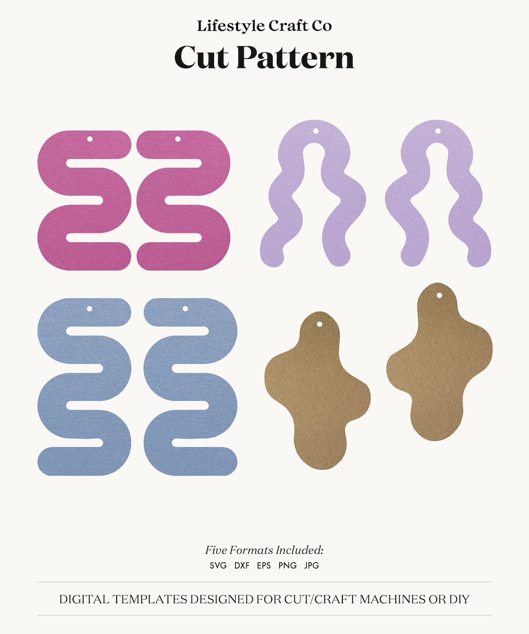 Squiggle Shapes Earring Template SVG, Abstract Boho Earring Template ...