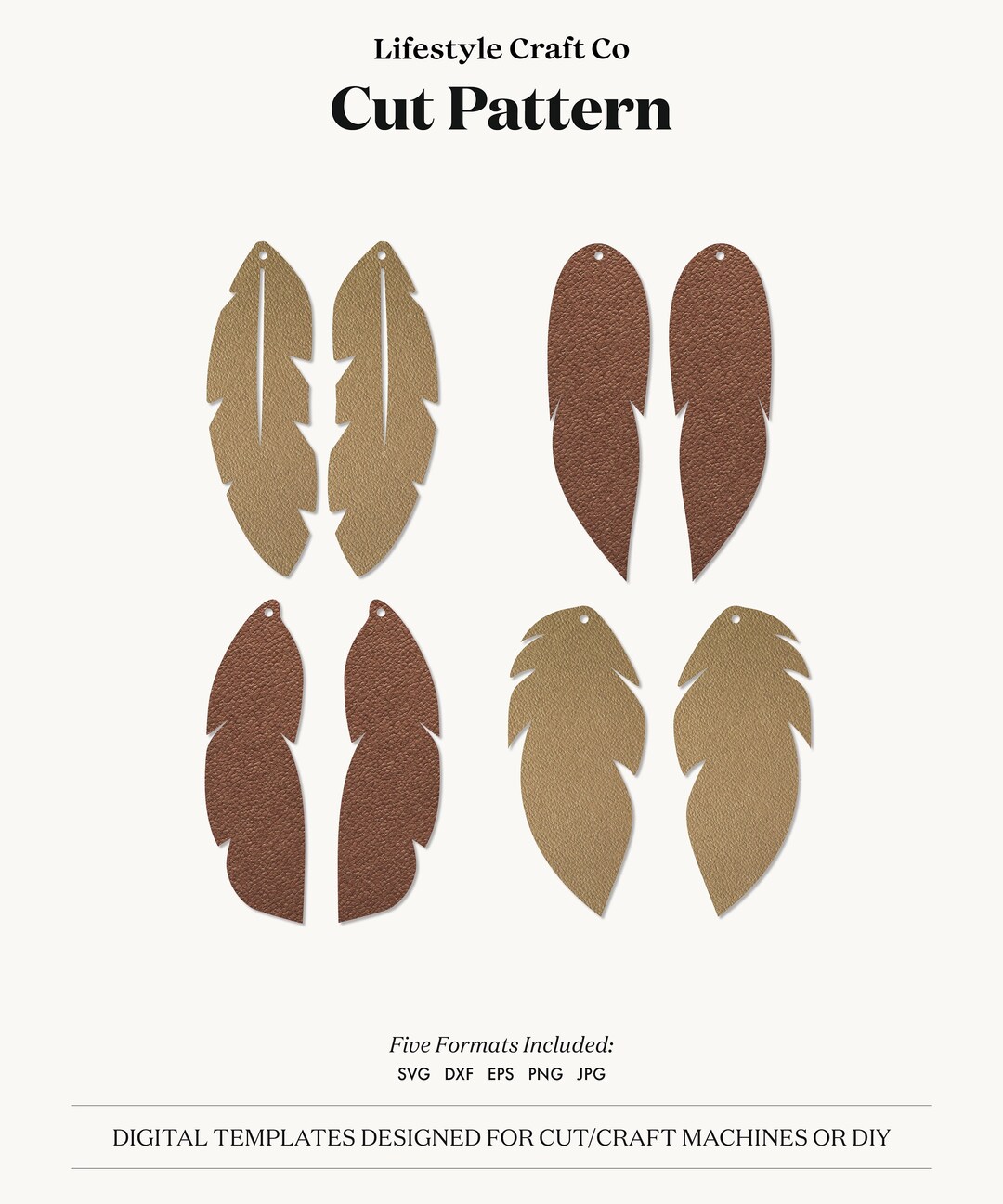 Feather Bundle Earrings SVG, Feather Jewelry Template, Leather Earrings ...