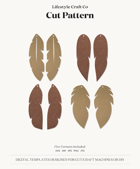Feather Bundle Earrings SVG Feather Jewelry Template Leather | Etsy