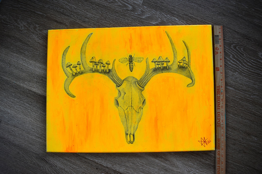 Pointillism Dot Art Stippling Mosaic Painting Divisionism Deer Skull ...