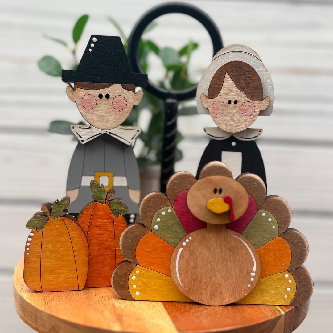 Thanksgiving Shelf Sitter Set | Pilgrims | Turkey | Give Thanks ...