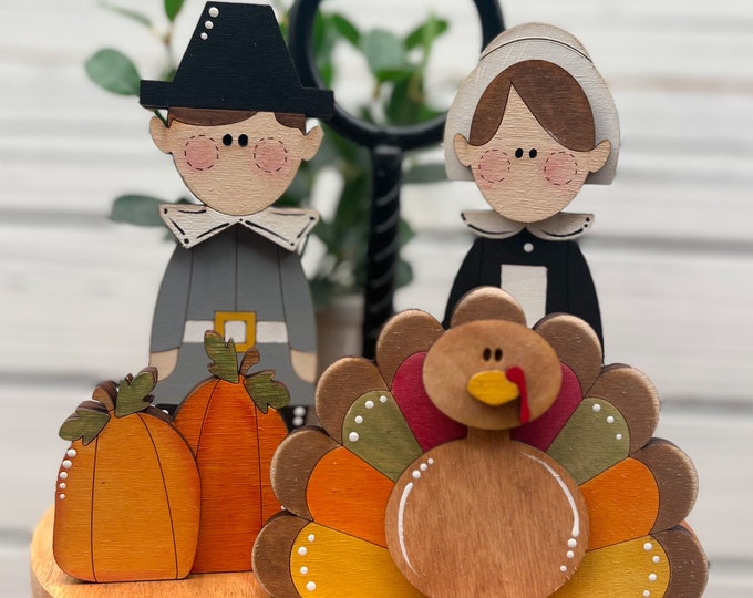 Thanksgiving Shelf Sitter Set | Pilgrims | Turkey | Give Thanks ...