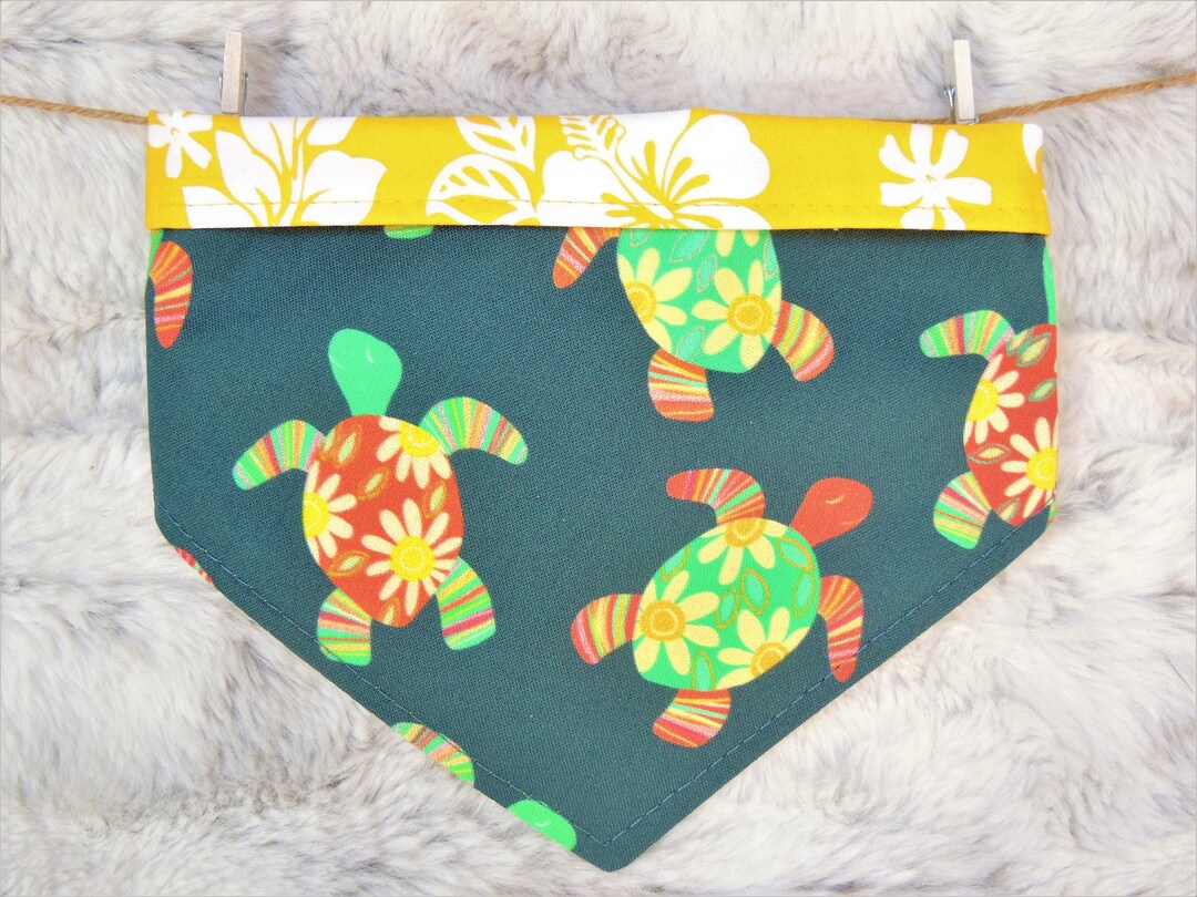 Hawaiian Sea Turtle Dog Bandana, Reversible Pet Scarf With Snaps - Etsy