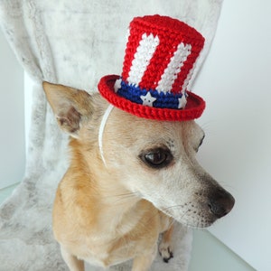 Patriotic Dog Hat, Crochet Uncle Sam Hat for Pet, Photo Fashion ...