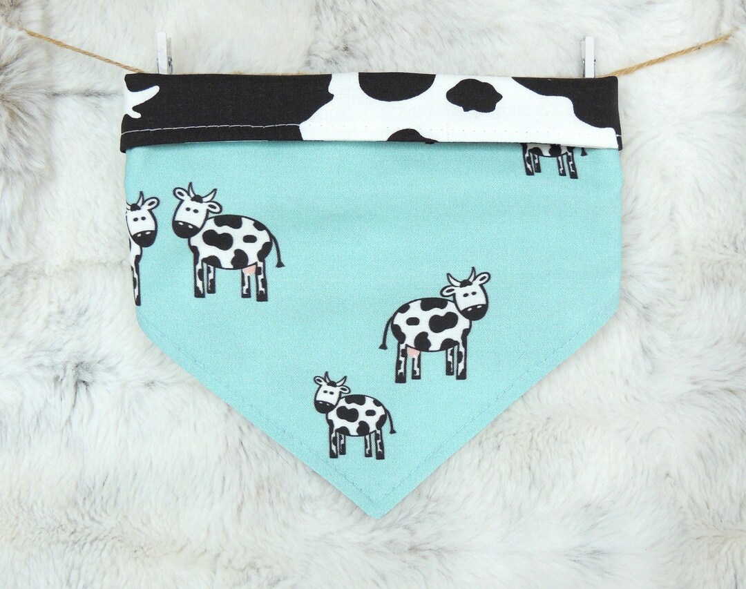 Cute Cow Dog Bandana, Reversible Pet Scarf With Snaps - Etsy