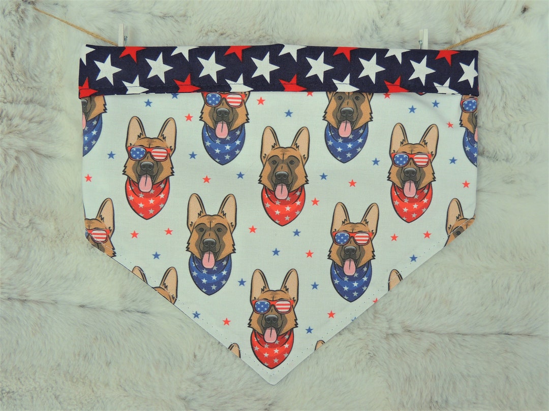 Patriotic German Shepherd Dog Bandana, Reversible Dog Bandana, Dog ...
