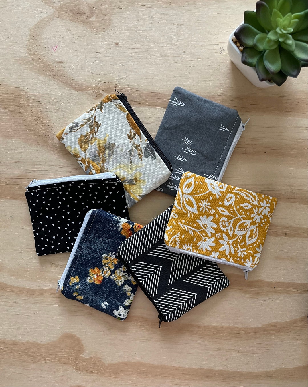 Mini Zipper Pouch, Fabric Wallet, Minimalist Wallet, Money Pouch ...