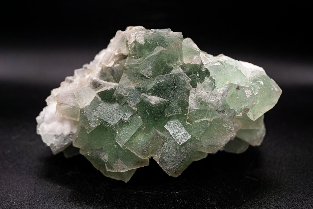 Green Fluorite on Crystal Quartz Cluster Fujian - Etsy