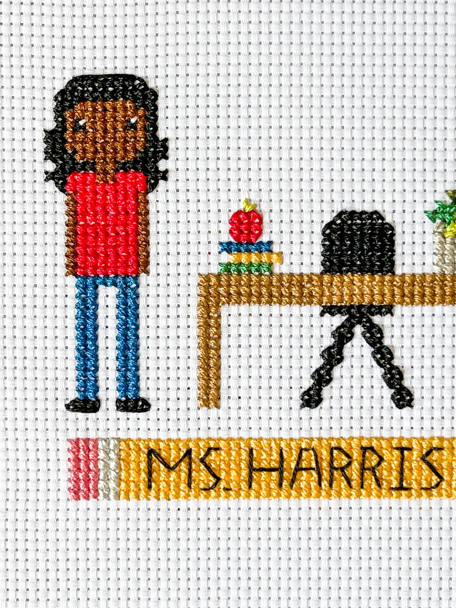 Teacher Cross Stitch Portrait - Etsy