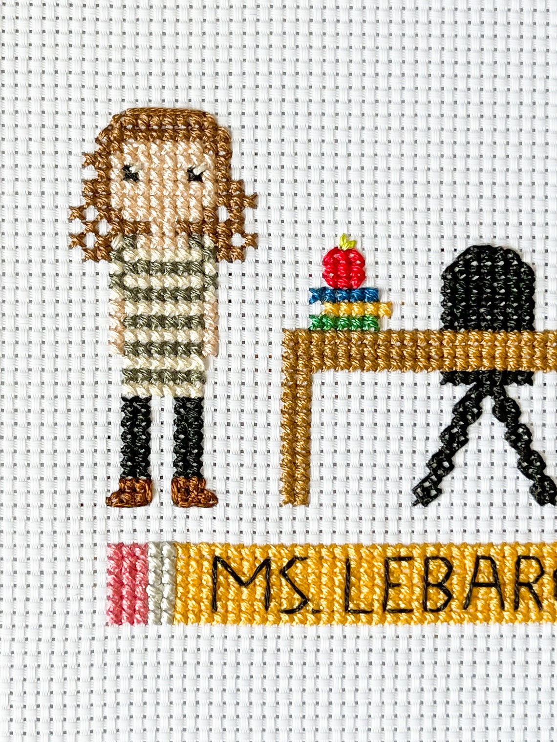 Teacher Cross Stitch Portrait - Etsy