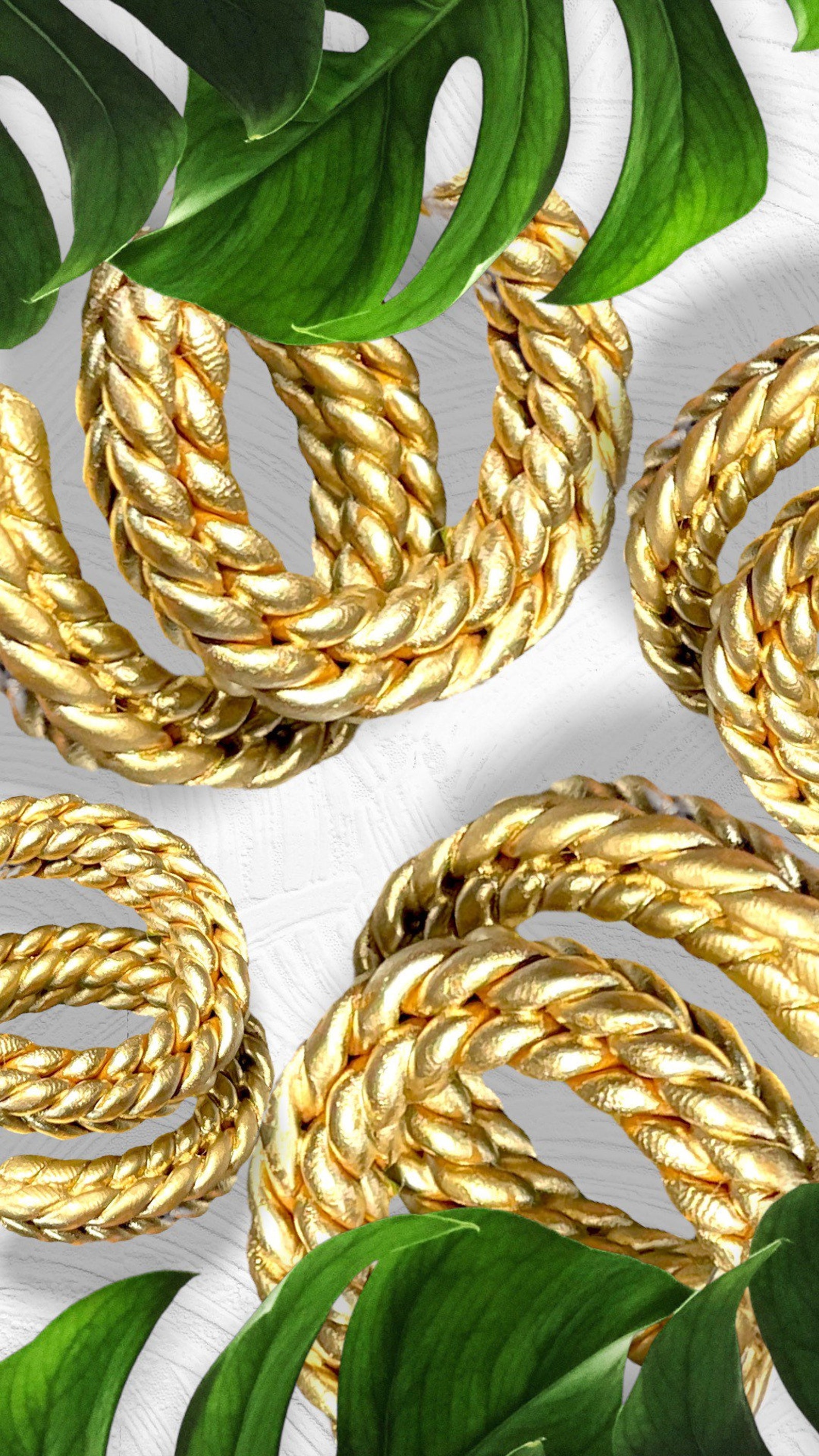 Rope Braid Hoops Large 18kt Gold Painted Statement Gold - Etsy