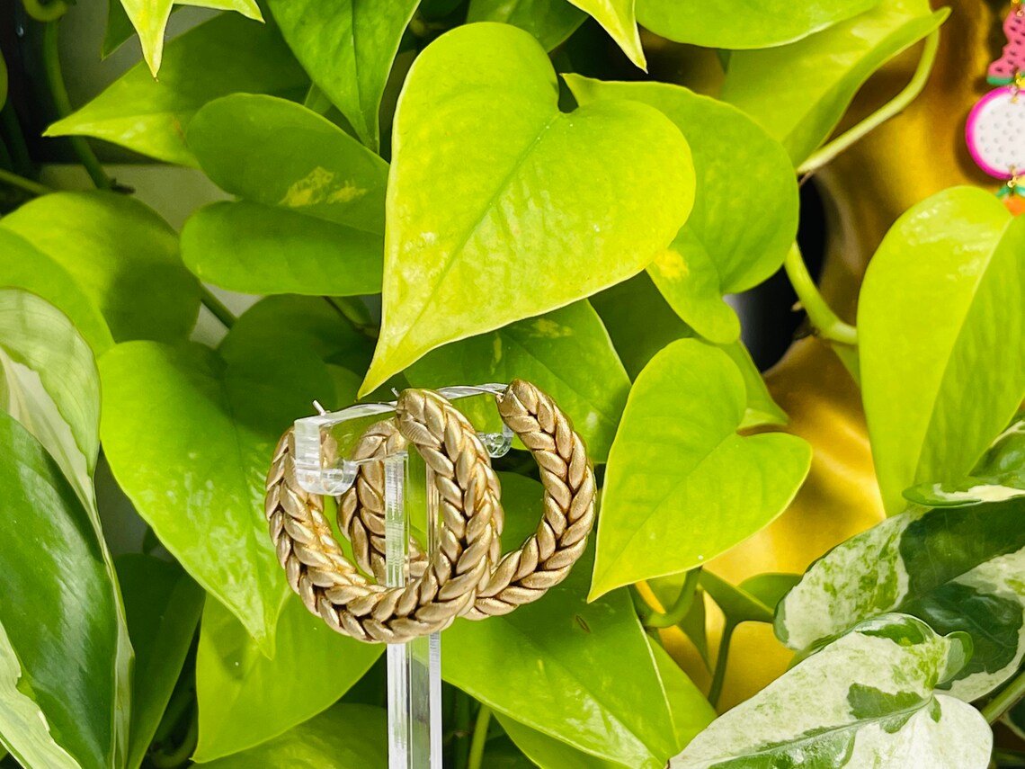 Rope Braid Hoops Large 18kt Gold Painted Statement Gold - Etsy