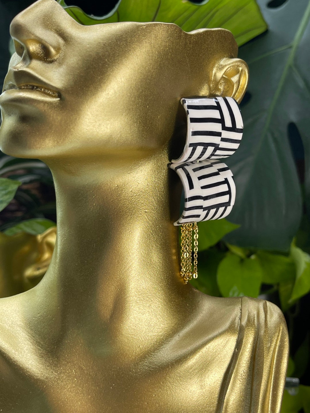 Fidget Collection Statement Textured Earrings Black White - Etsy