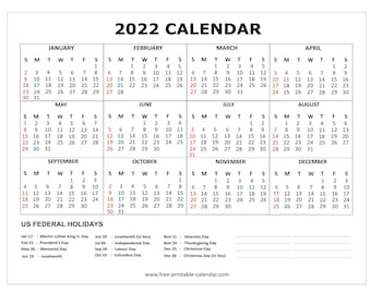 Dec 2022 Printable Calendar - Etsy