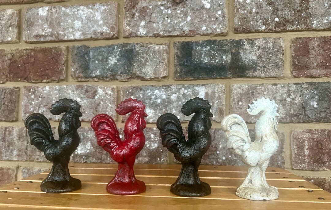 Mini Set of 4 Cast Iron Roosters - Etsy