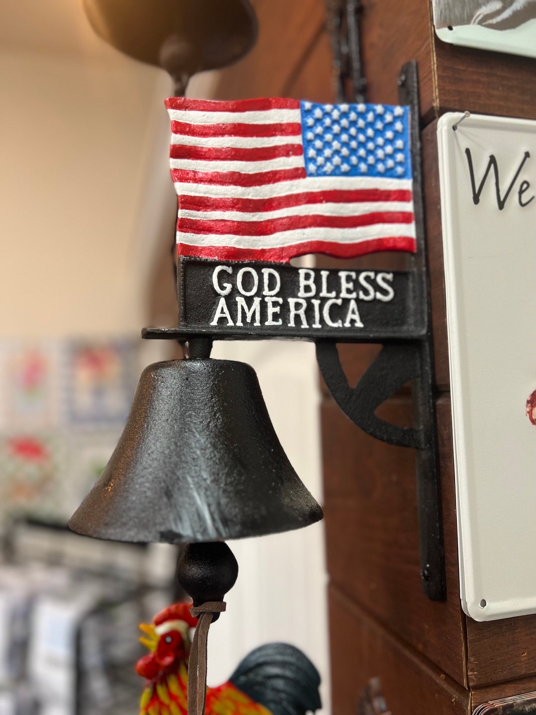 Cast Iron God Bless America Bell - Etsy