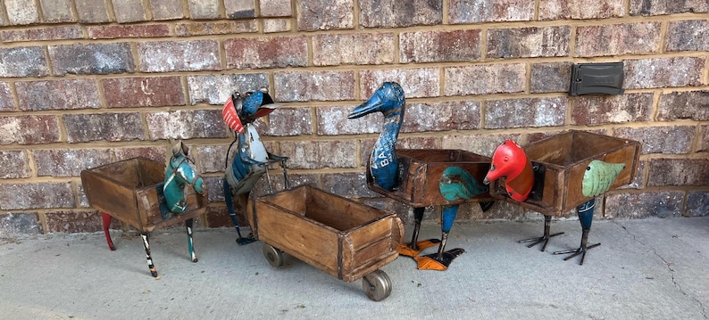 Rustic Folk Art Animal Planter Box - Etsy