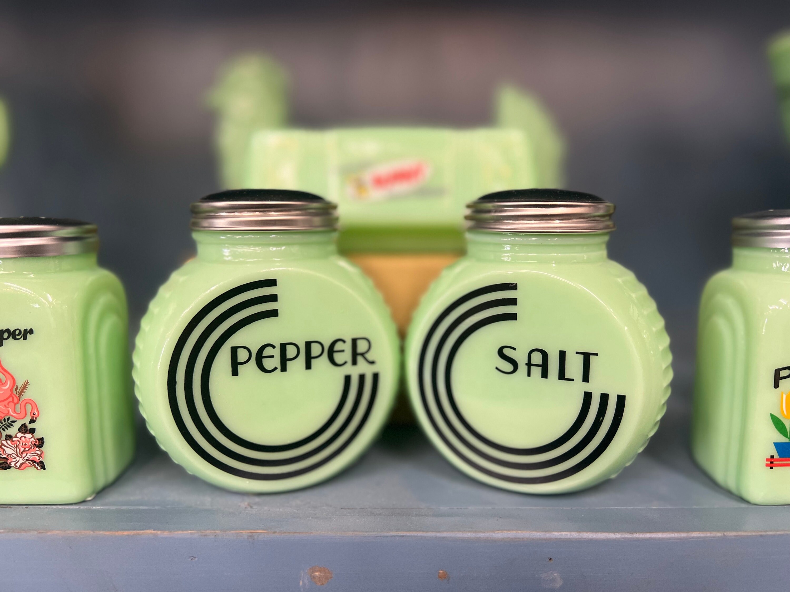 Art Deco Round Retro Jadeite Salt and Pepper Shakers - Etsy