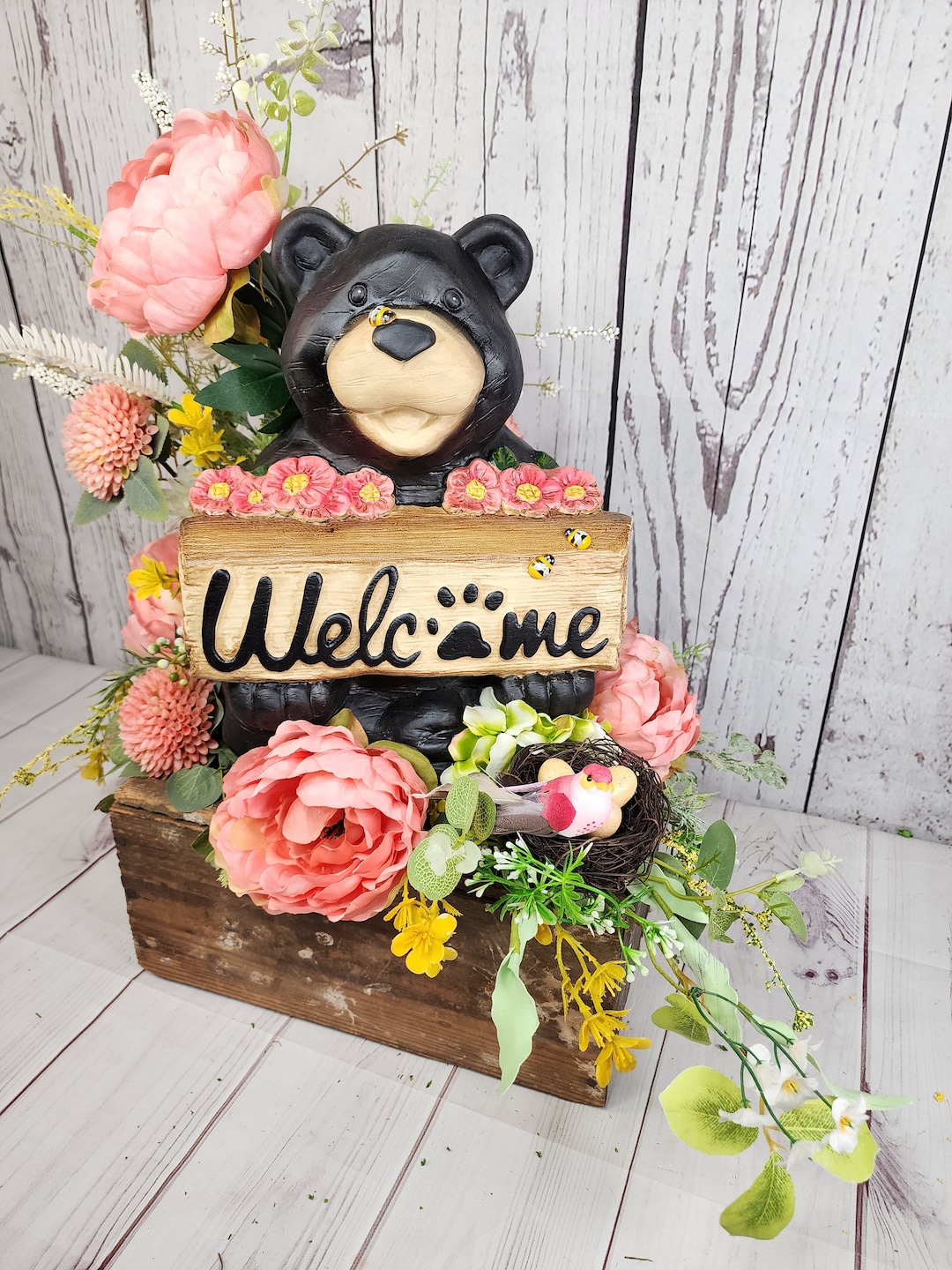 Black Bear Centerpiece, Front Porch Decor, Rustic Wedding Decor ...