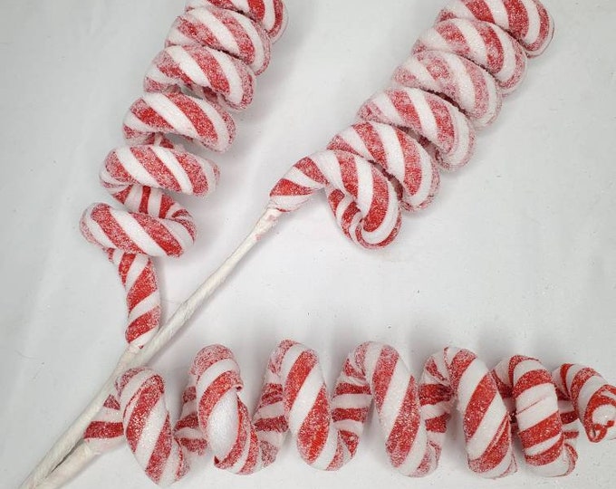 Peppermint Curly Spray, Candy Pick, Peppermint Decor, Tree Decoration ...