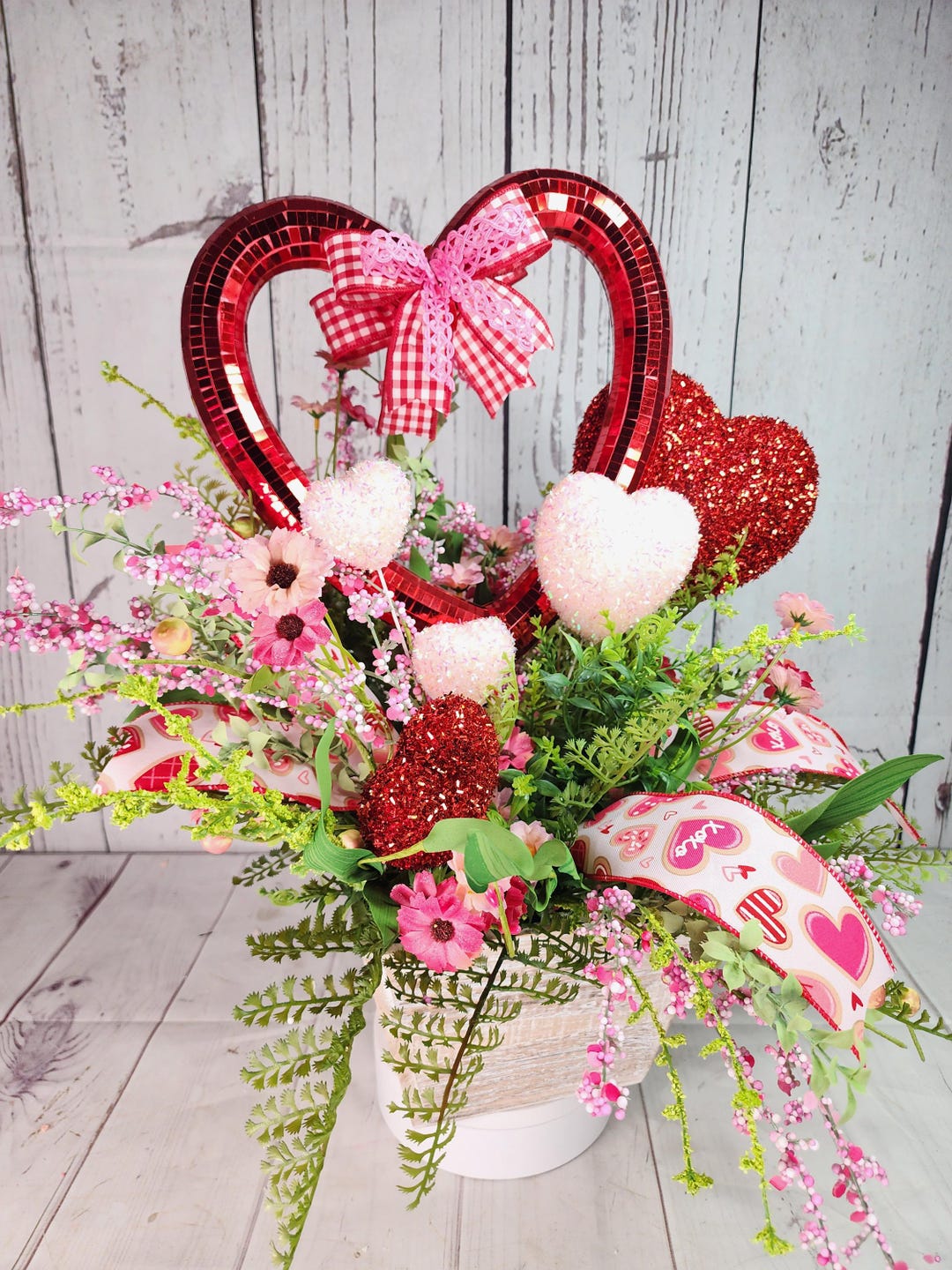 Valentine Centerpiece, February Decor, Love Decor, Hearts, Gift for Her ...