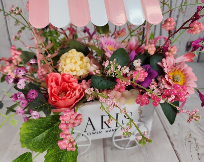 Paris Themed Party Decor, Floral Cart Centerpiece, Valentines Day Gift ...