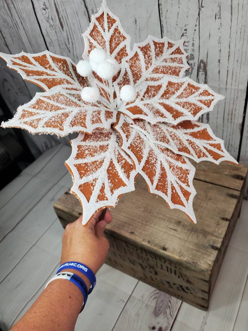 Gingerbread Poinsettia Stem Felted Gingerbread Pick Wreath - Etsy
