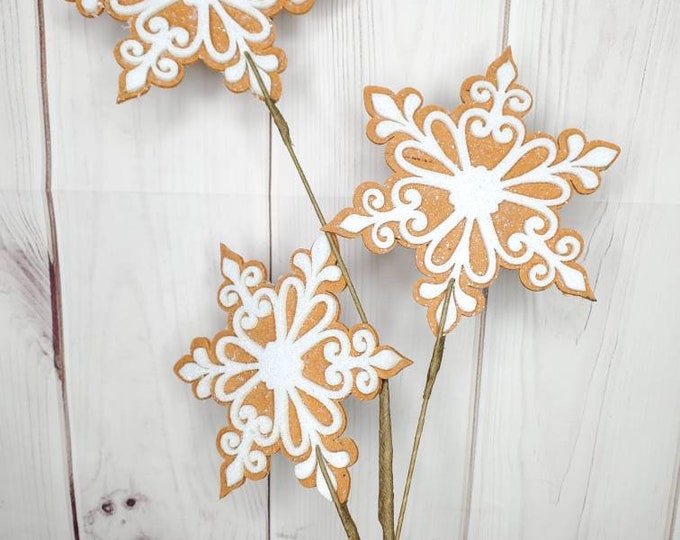 Gingerbread Snowflake Pick, Christmas Ornaments, Snowflake Wreath ...