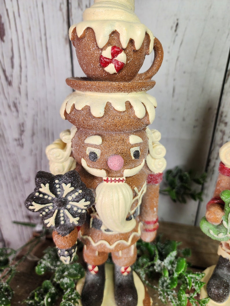 Set of 2 Gingerbread Nutcrackers, Holiday Decor, Fake Bake Resin ...