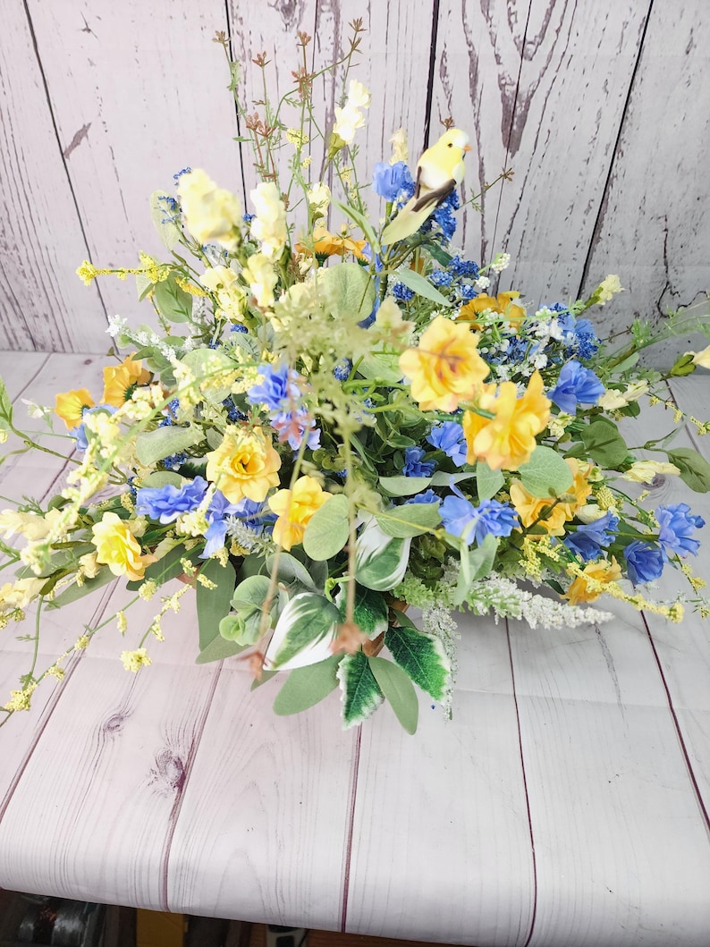 Floral Centerpiece, Dough Bowl Decor, Spring Table Decor, Shower Decor ...