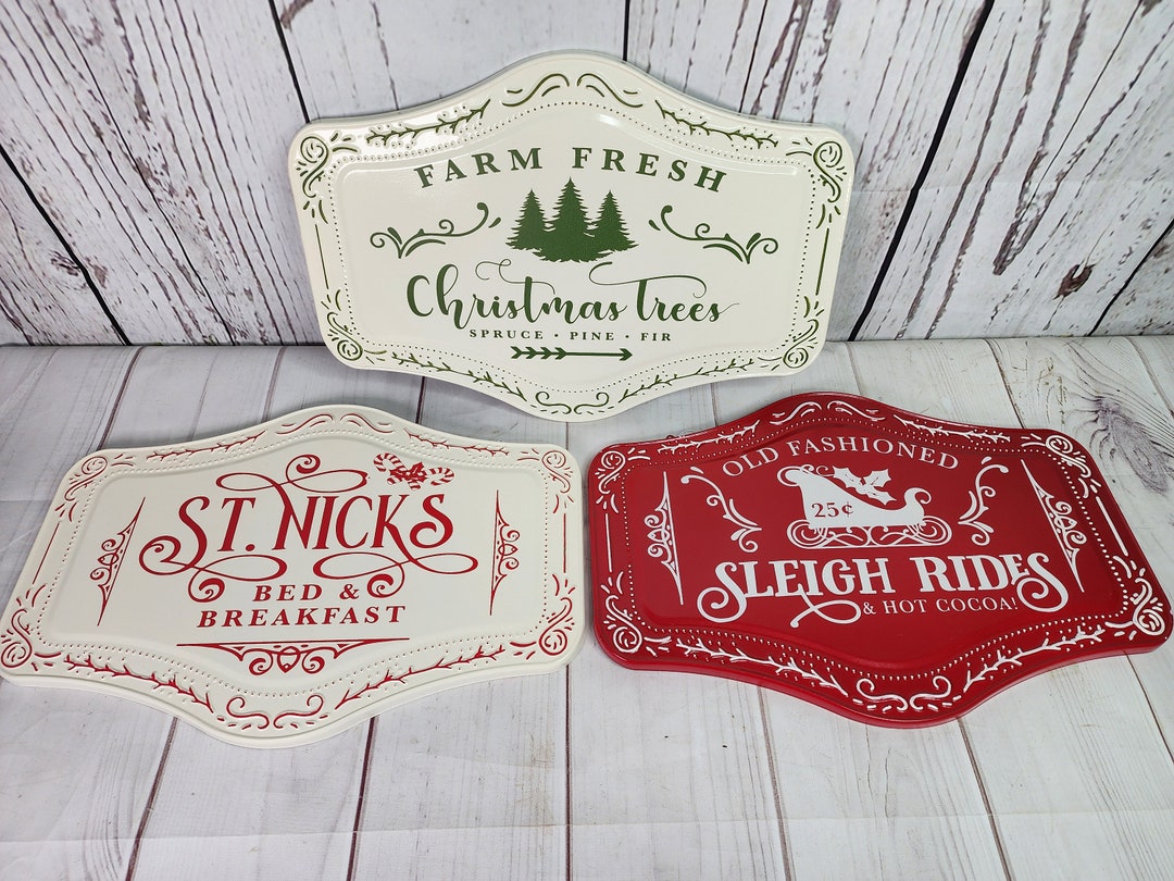Set of 3 Metal Signs, Vintage Looking Signs, Wreath Attachments ...