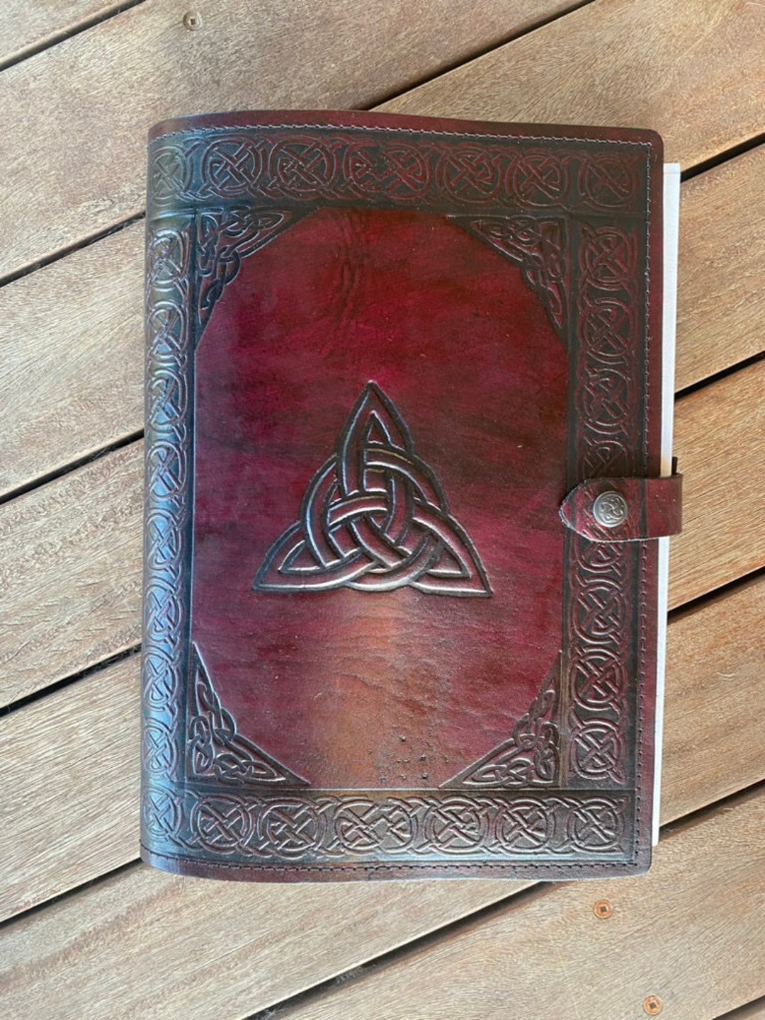 Leather Journal Cover A4 Individually Handmade With Press Stud & Pen ...