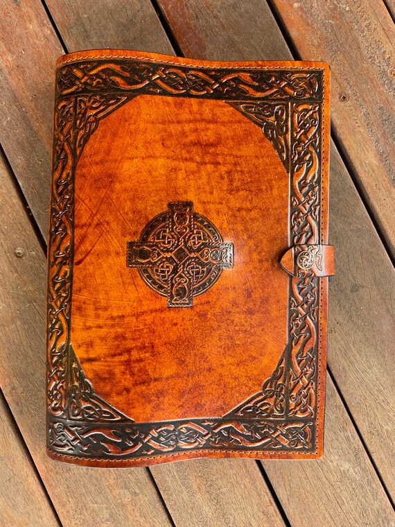 Leather Journal Cover A5 Individually handmade with press-stud | Etsy