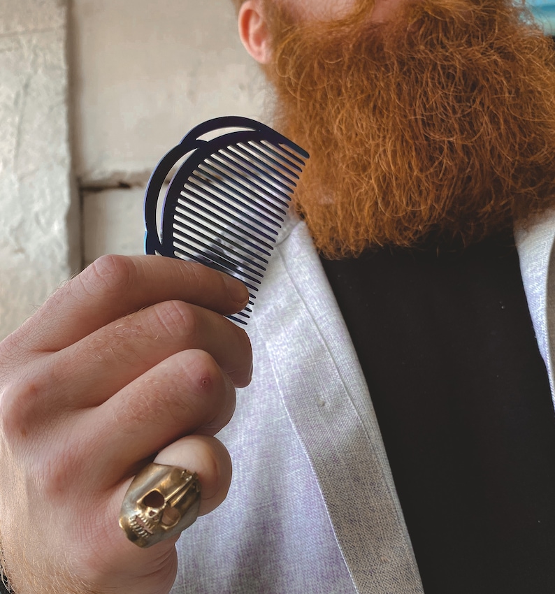 Titanium Beard Comb With Long Teeth. Pocket Beard Comb. | Etsy