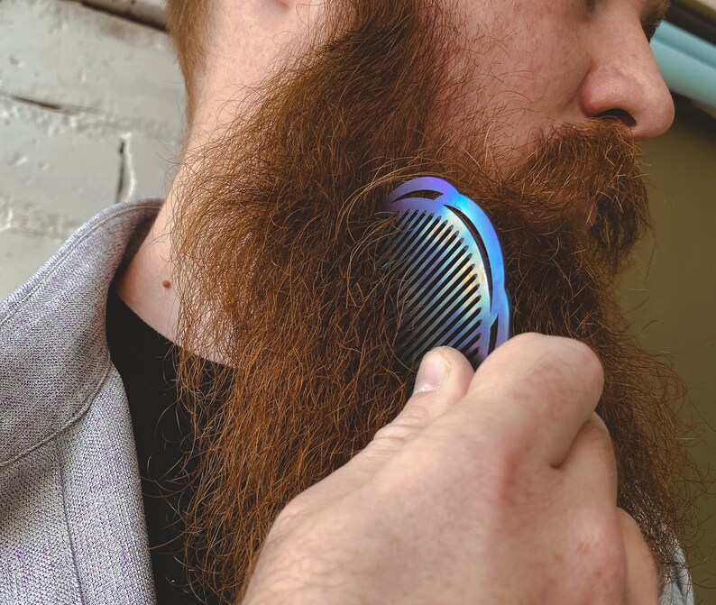 Titanium Beard Comb With Long Teeth. Pocket Beard Comb. - Etsy
