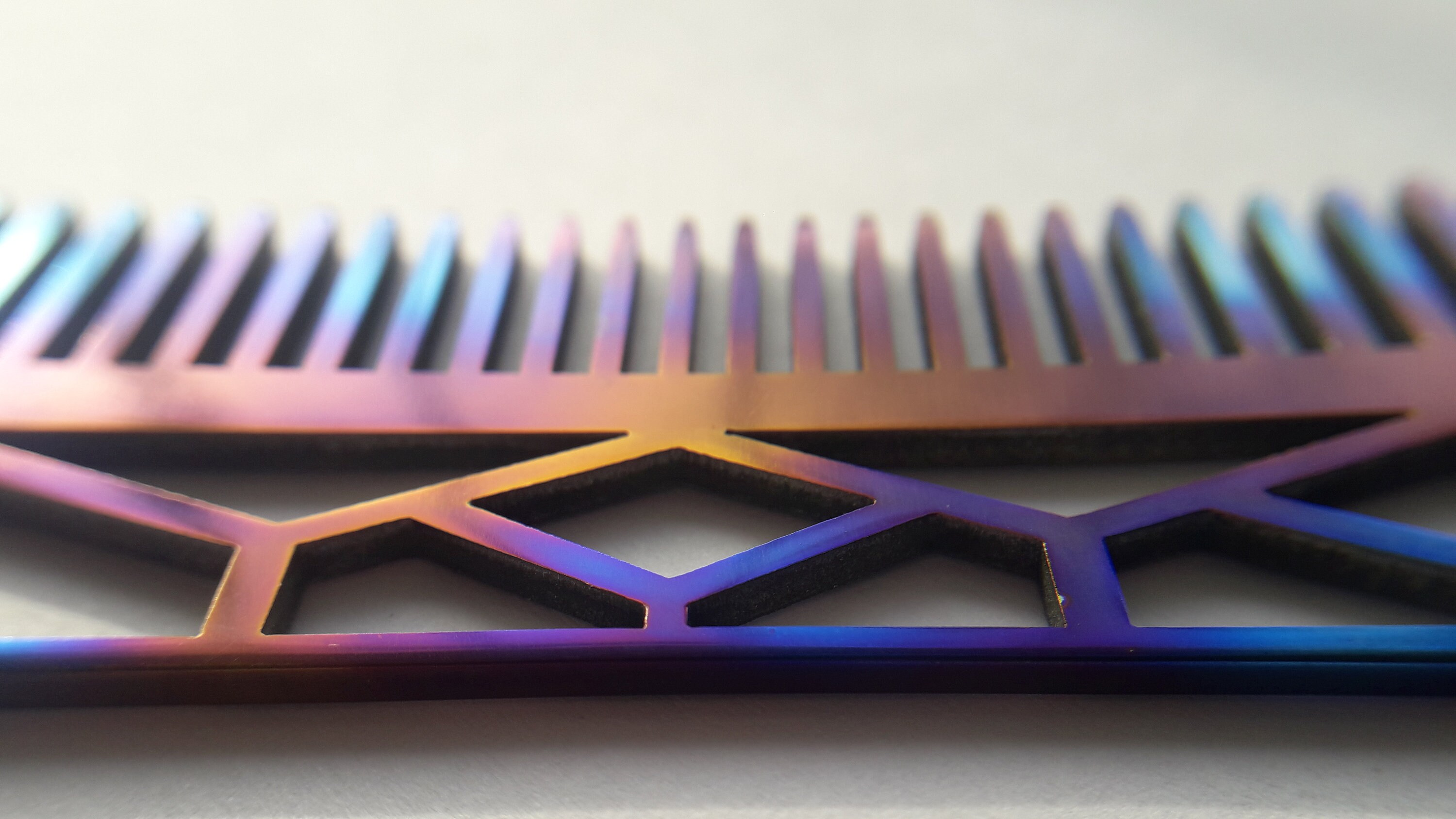 Titanium custom beard comb with leather storage case. Titanium | Etsy