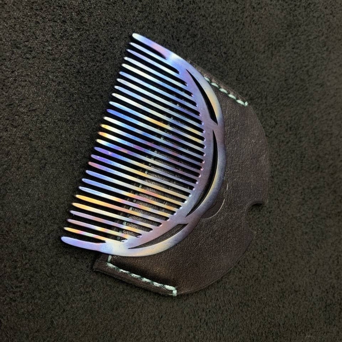 Titanium Beard Comb With Long Teeth. Pocket Beard Comb. Titanium EDC ...