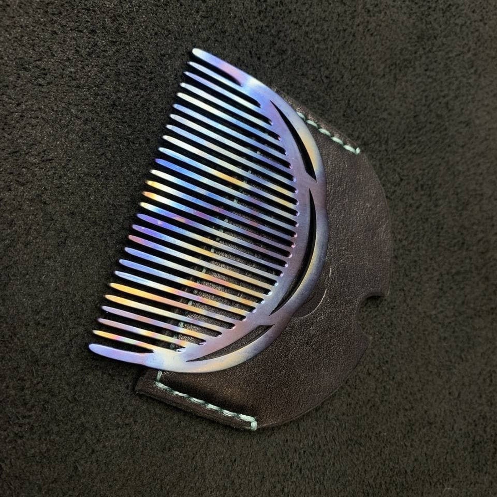 Titanium Beard Comb With Long Teeth. Pocket Beard Comb. | Etsy