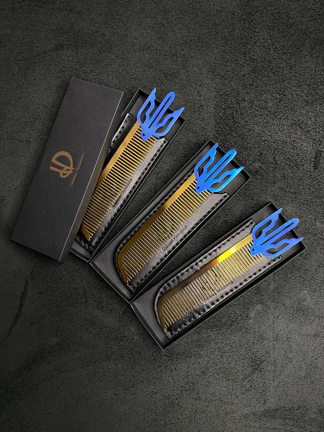 Titanium Pocket Beard and Hair Comb. Titanium Ukrainian Trident Symbol ...