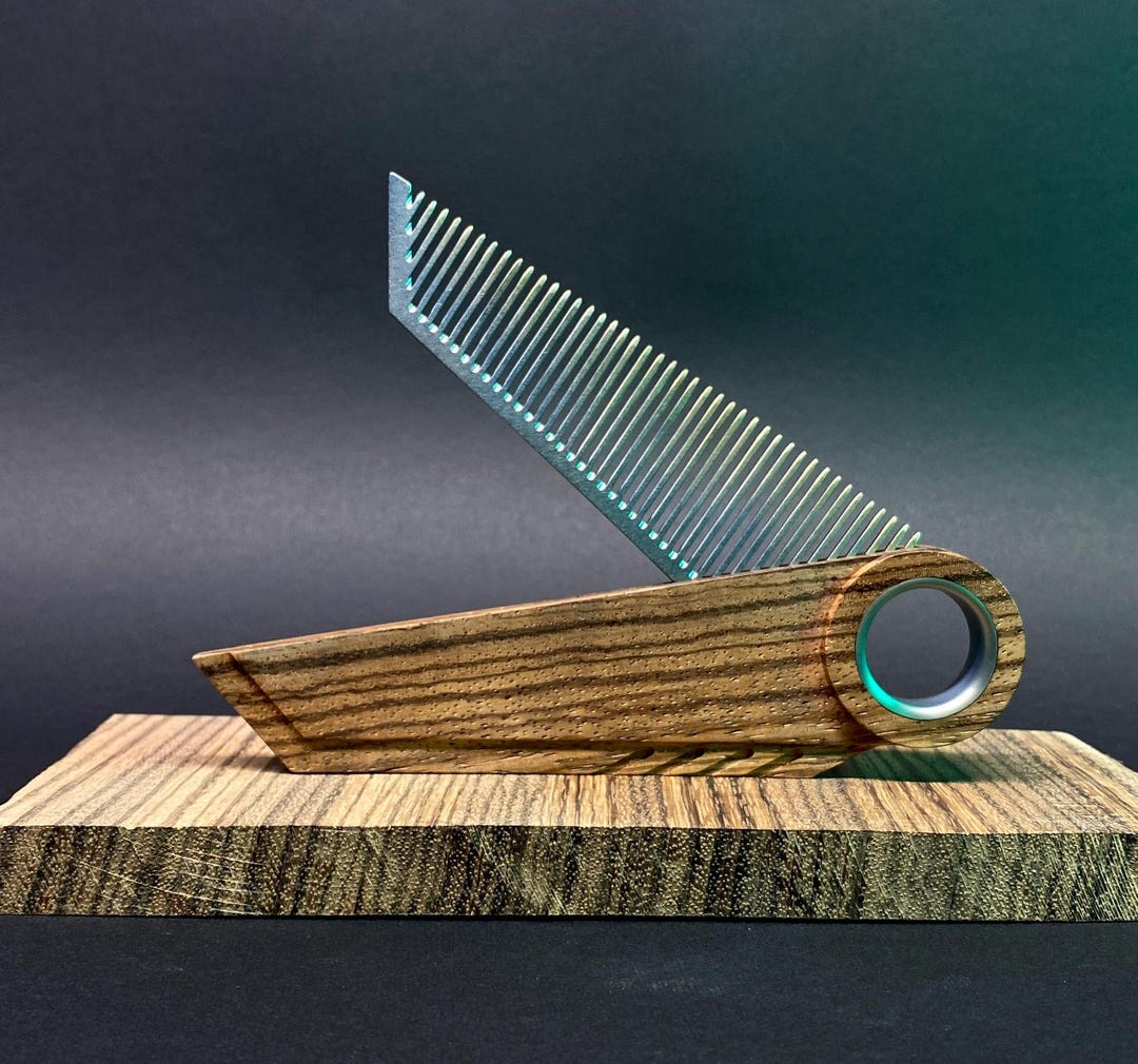 Custom Titanium Beard/hair Folding Comb With Natural Exotic Wood ...