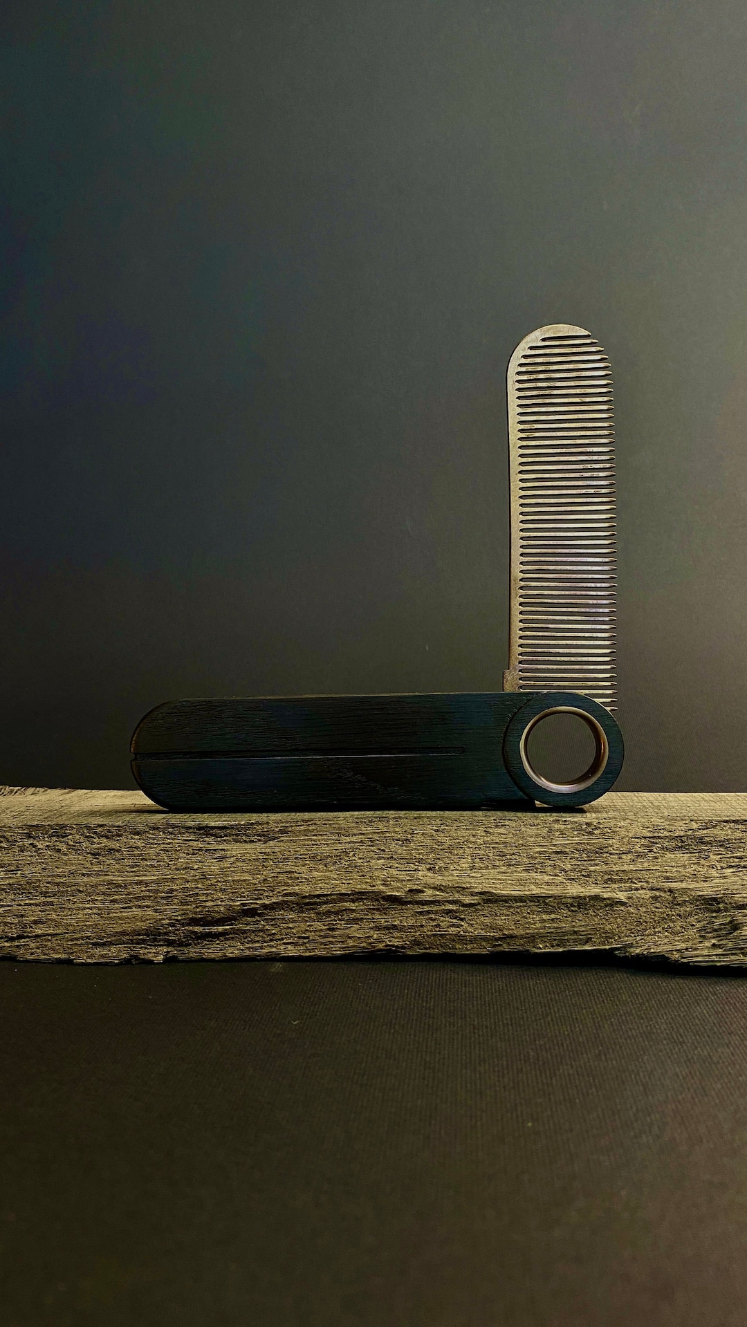 Folding Pocket Titanium Beard and Hair Comb in a Wooden Case Made of ...