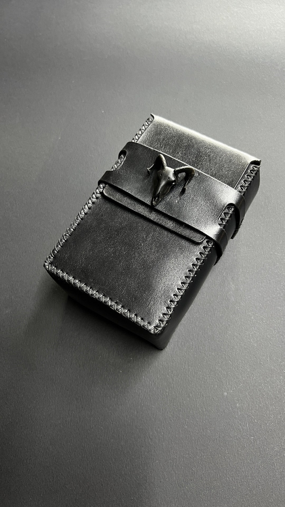 Black Tarot Pouch With a Ram's Skull. Tarot Card Holder. - Etsy