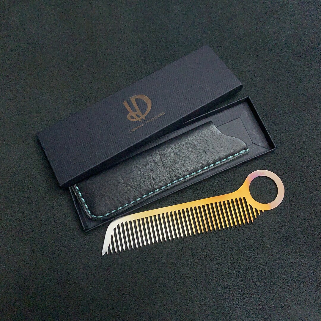 Custom Titanium Beard Comb. Mustache Comb. Beard Kit. Titanium EDC ...