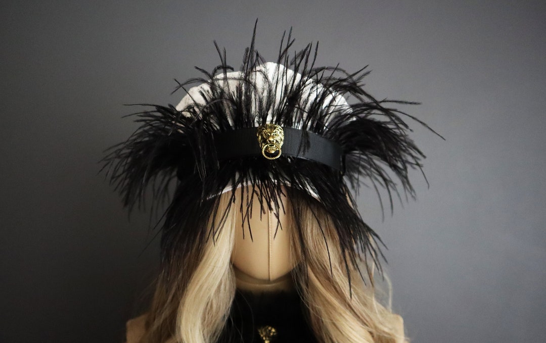 Captain Hat With Feather - Burlesque Head Piece - Bridal Disco Military ...