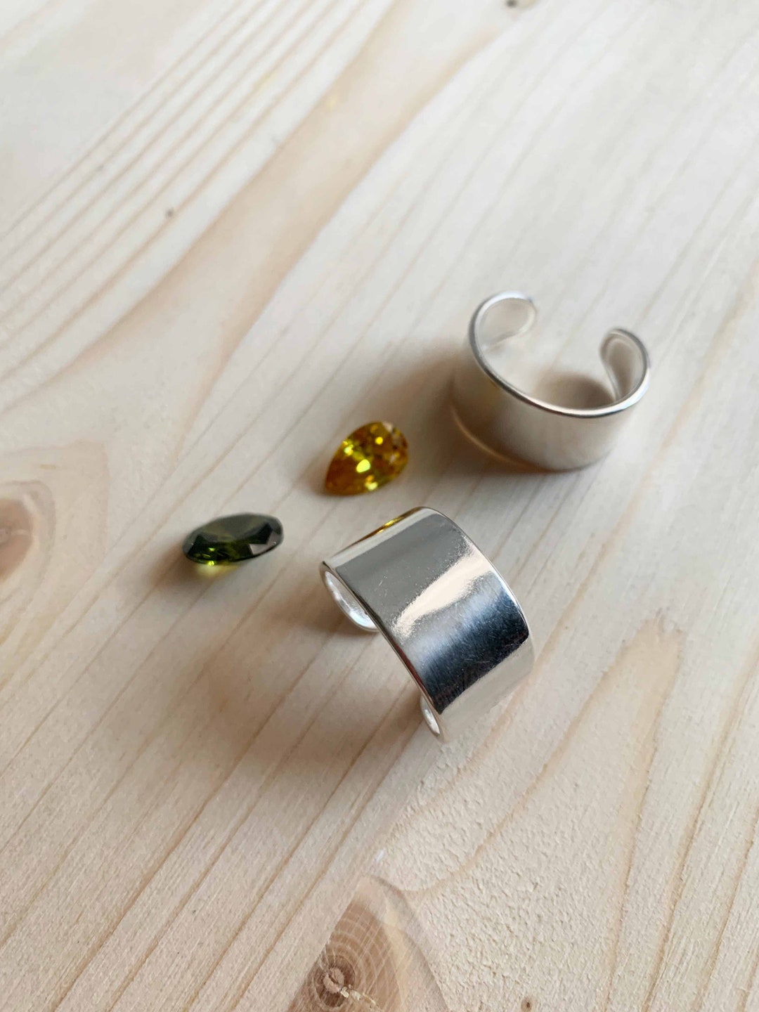 NO TARNISH SILVER Ring Base Adjustable Ring Blanks Set of 3 Pieces ...