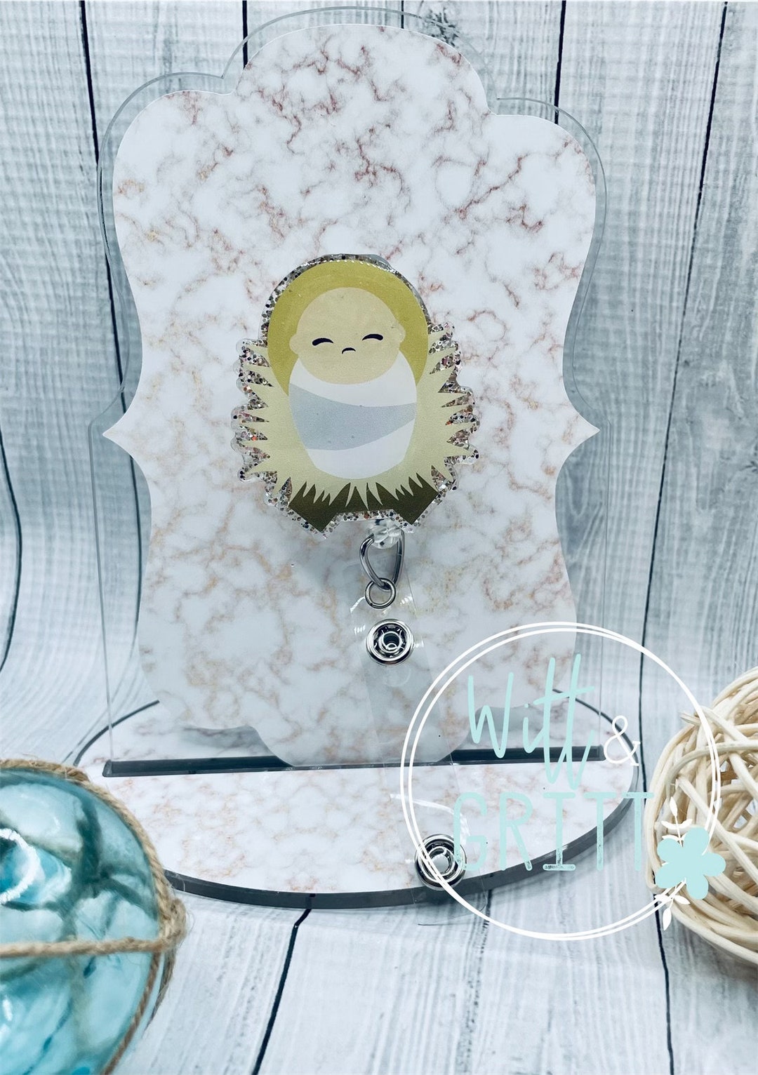 Baby Jesus Badge Reel, Christmas Badge Reel, Holiday Badge Holder ...