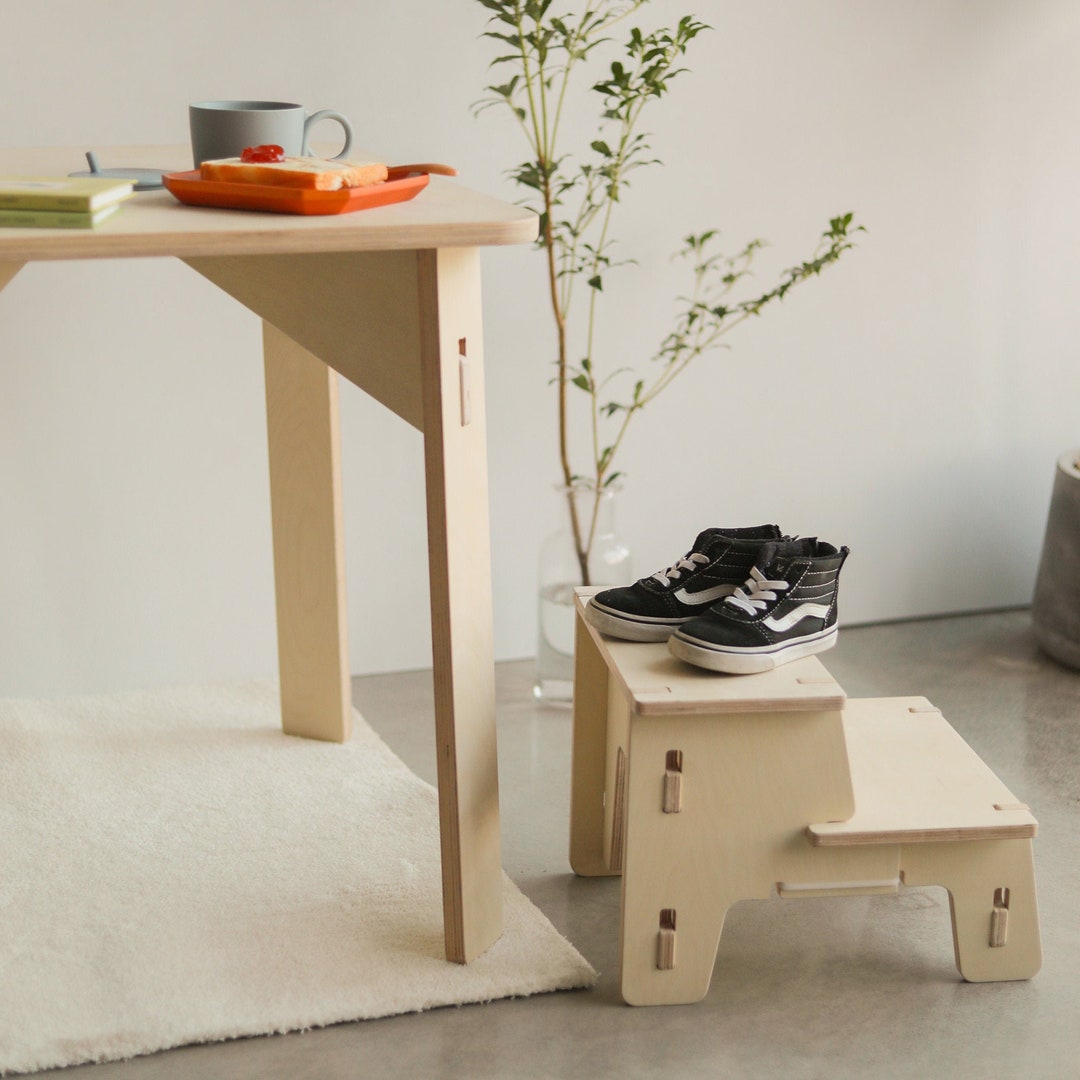 Kids Wooden Step Stool Modern Toddler Two-step Stool - Etsy