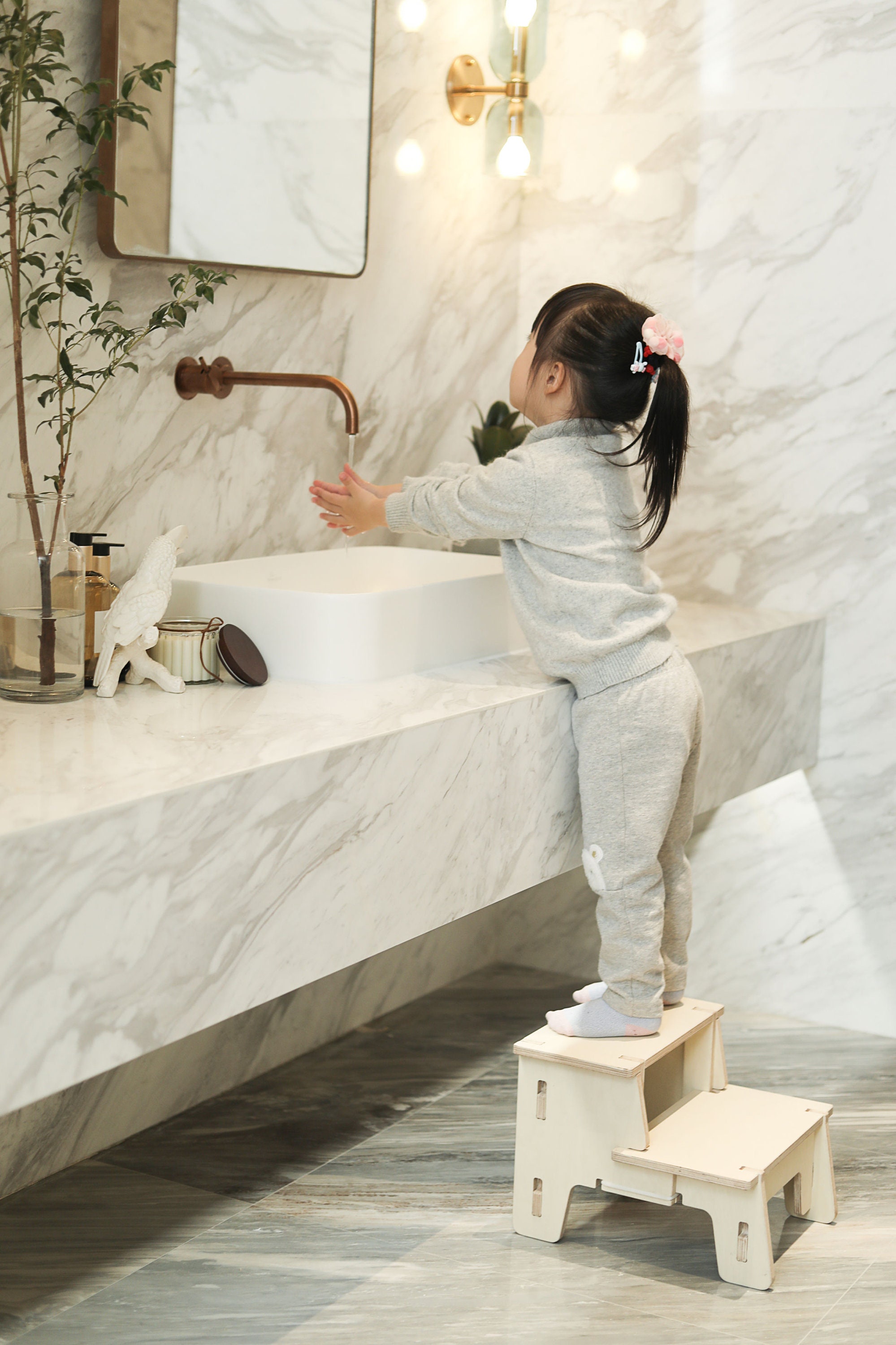 Kids Wooden Step Stool Modern Toddler Two-Step Stool | Etsy